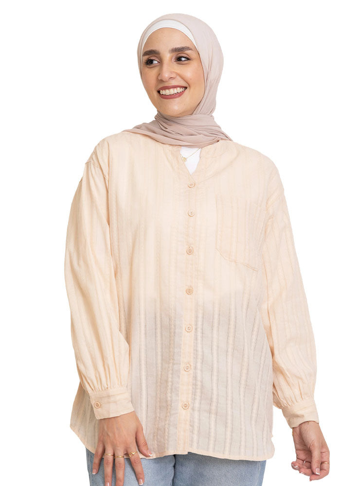 Women Shirts | Latte V-Neck Shirt – Khotwh