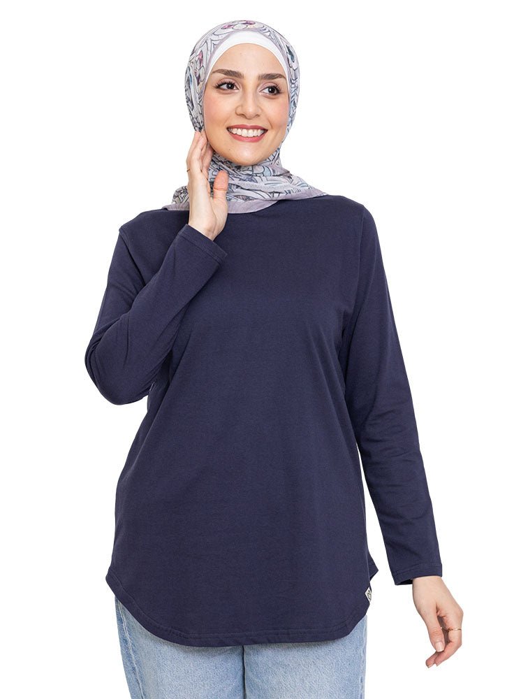 Indigo Curved Long Sleeve | Egypt’s Best Materials, Unbeatable Prices. – Khotwh