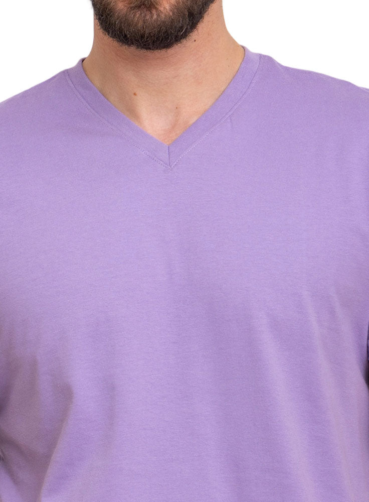 تي شيرت برقبة V - لافندر – Khotwh