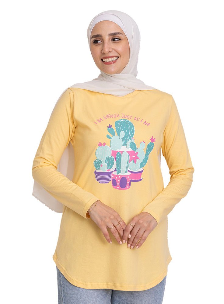 Women'S T-Shirts | Pastel Yellow Classic Long Sleeve T-Shirt – Khotwh