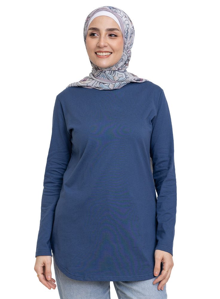 True Blue Curved Long-Sleeve – Khotwh