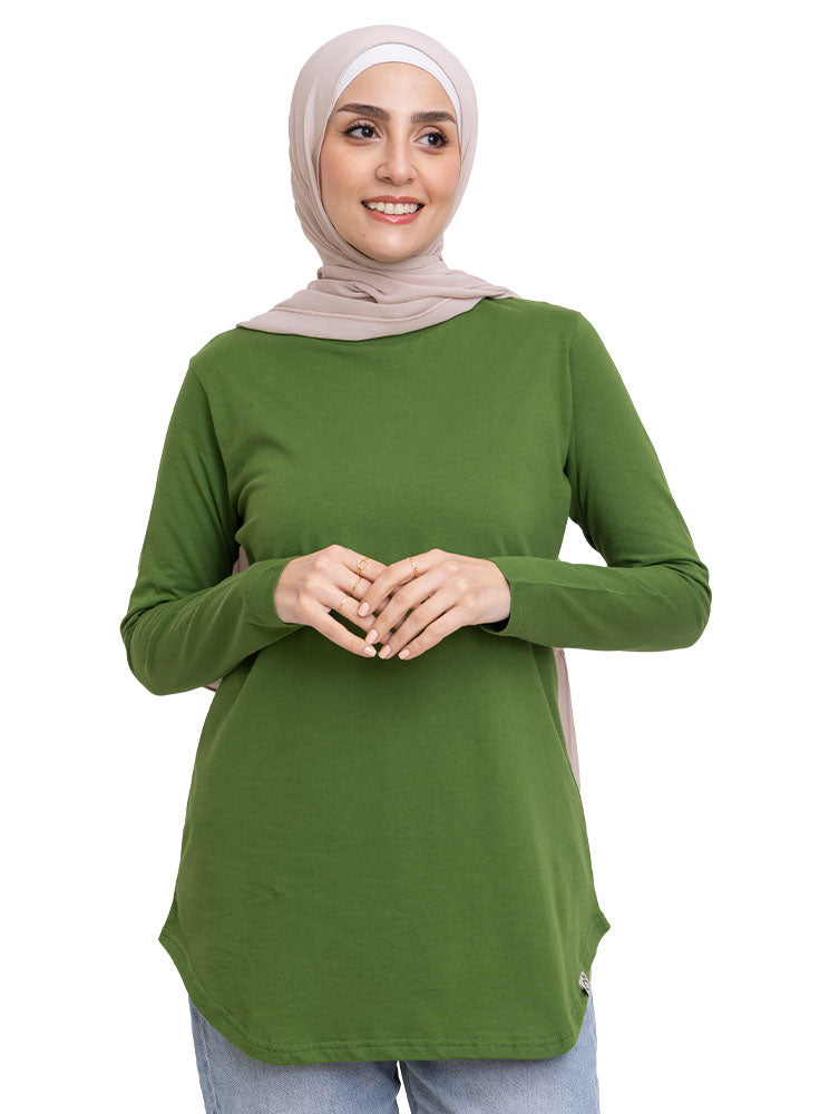 Olive Oil Curved Long-Sleeve – Khotwh