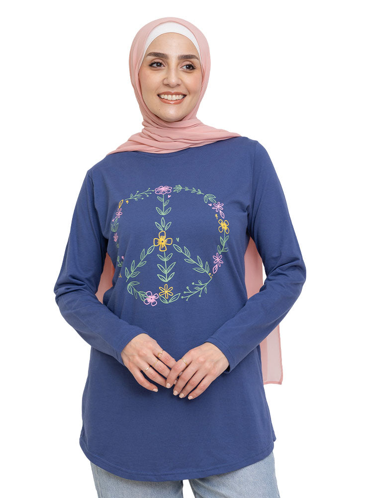 Women T-Shirts | Castle Printed Long Sleeve T Shirt – Khotwh