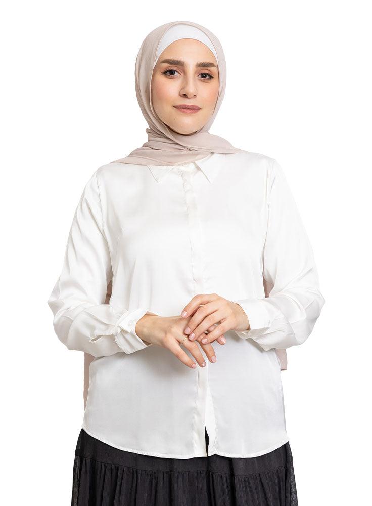 White Satin Collar Blouse for Women.. Top-notch quality at unbeatable prices. Shop today! – Khotwh