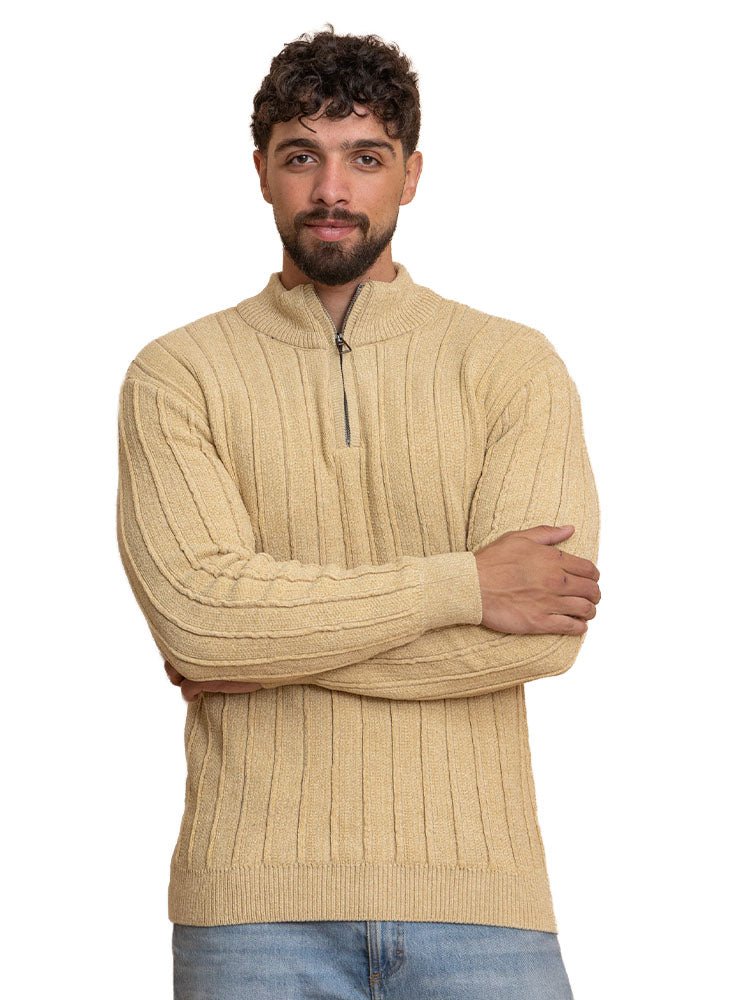 Men Pullovers | Beige Round Pullover Elegant – Khotwh