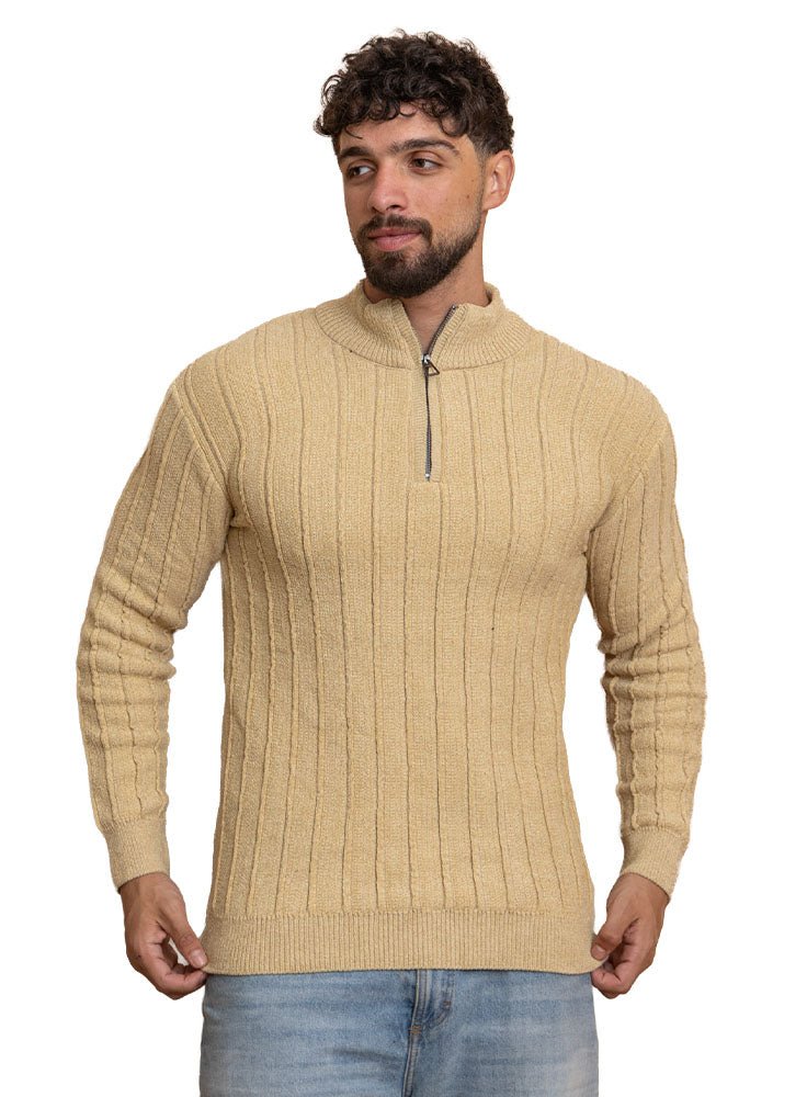 Men Pullovers | Beige Round Pullover Elegant – Khotwh