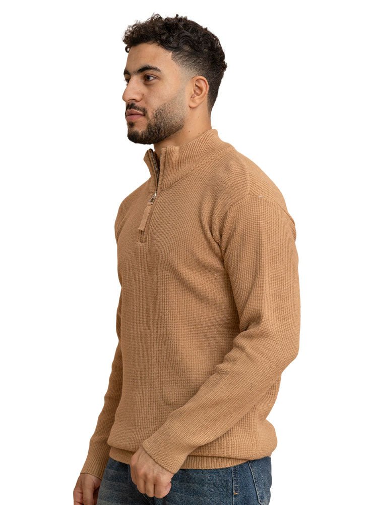 Men Pullovers | Beige Quarter Zipper Pullover – Khotwh