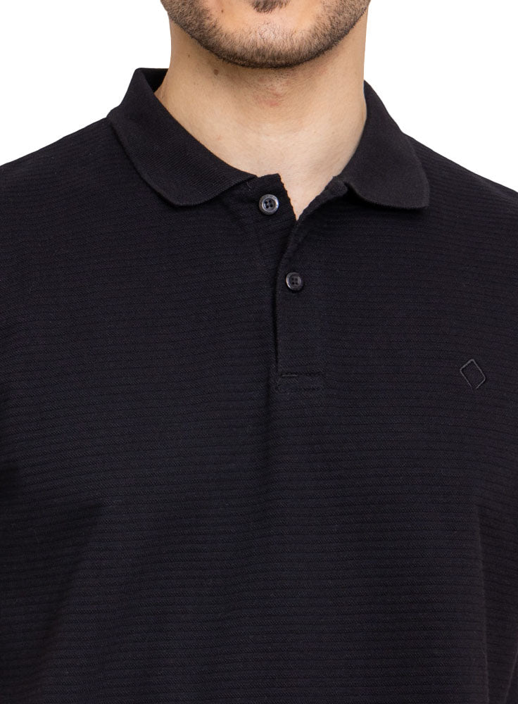 Black Ribbed Polo for Men.. High-quality goods at affordable rates ...