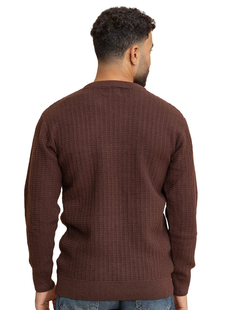 Men Pullovers | Chocolate Basic Round Pullover – Khotwh