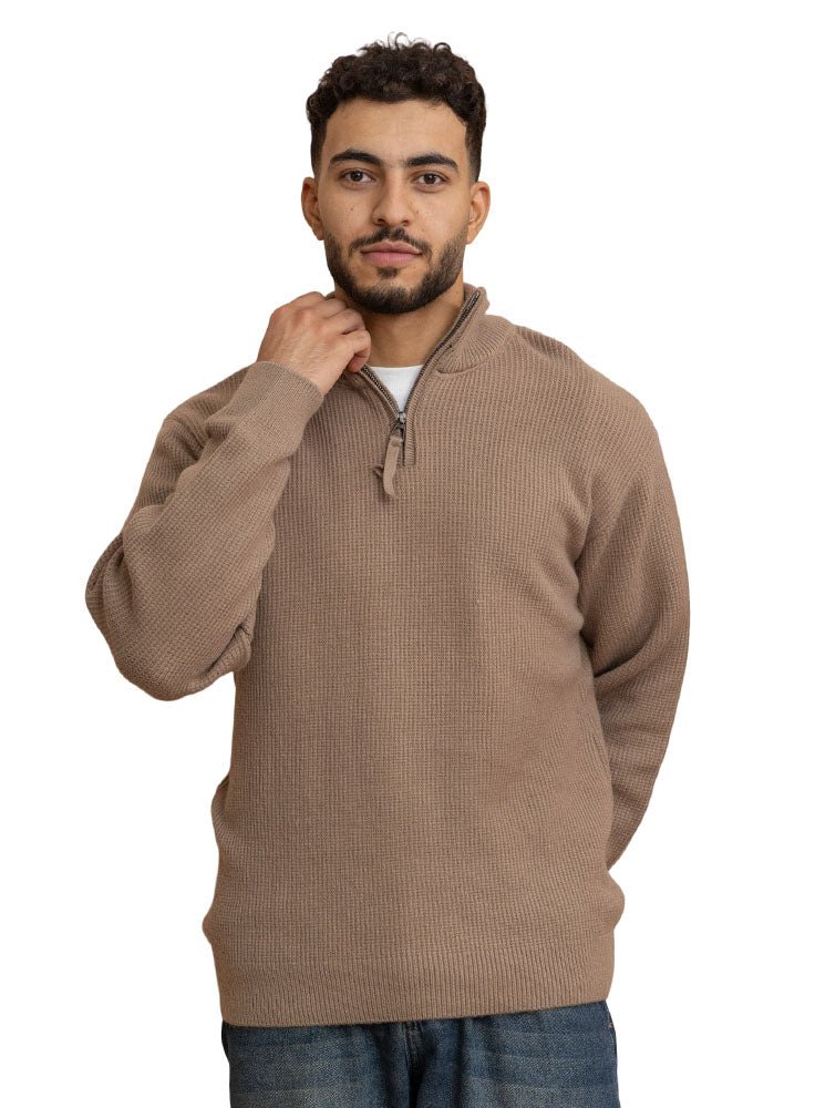 Men Pullovers | Chocolate Quarter Zipper Pullover – Khotwh