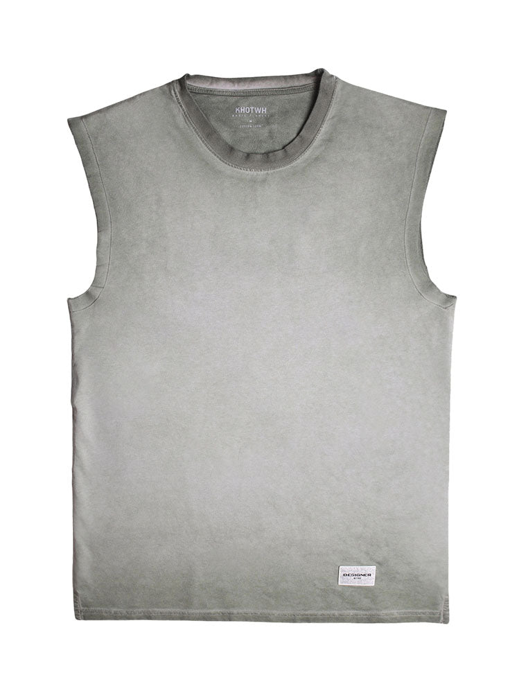 Men T-Shirts | Cilantro Washed Sleeveless T-Shirt – Khotwh
