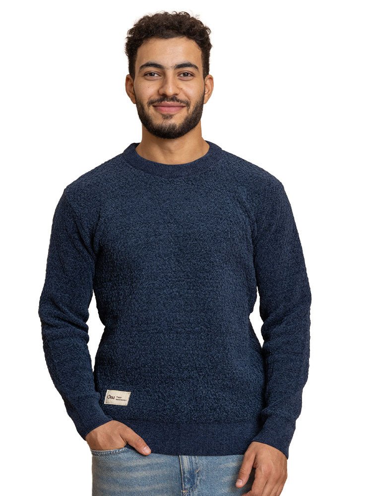 Men Pullovers | Indigo Solid Round Pullover – Khotwh