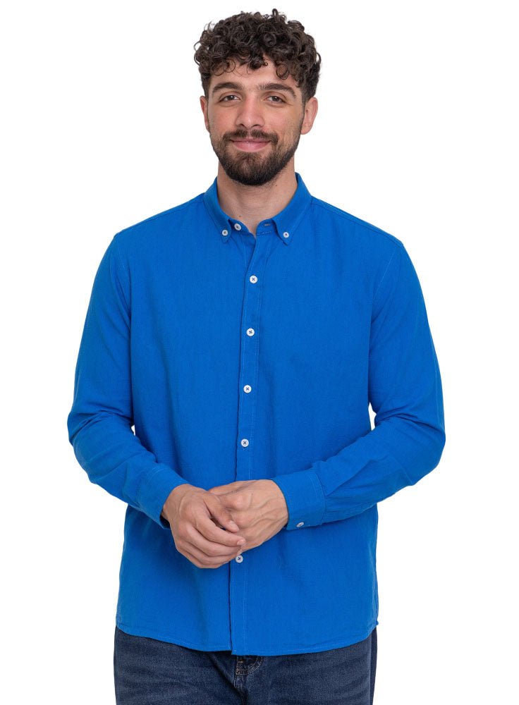 Men'S Shirts | Royal Blue Linen Shirt – Khotwh