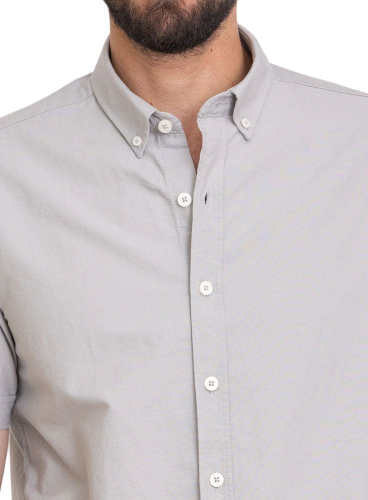 Men'S Shirts | Silver Oxford Half Shirt – Khotwh