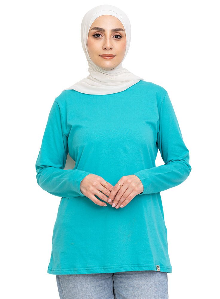 Women'S T-Shirts | Tile Blue Long Sleeve T-Shirt – Khotwh