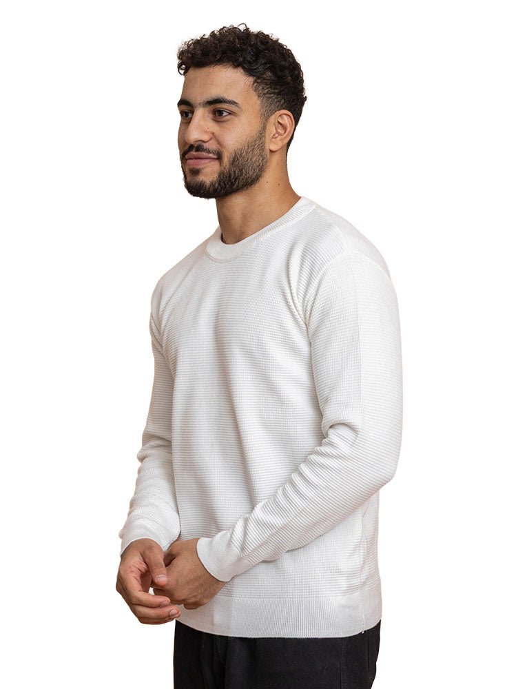 Men Pullovers | White Round Pullover Comfort – Khotwh