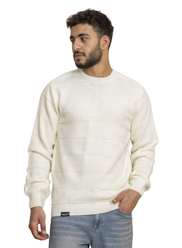Men Pullovers | White Round Pullover Cozy – Khotwh