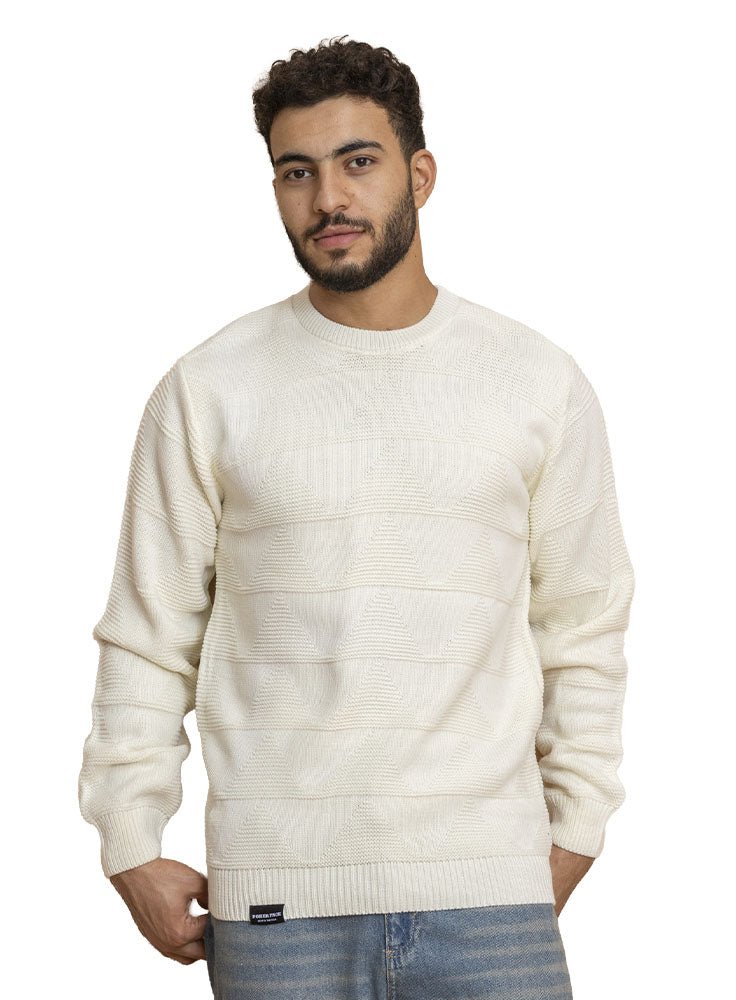 Men Pullovers | White Round Pullover Cozy – Khotwh