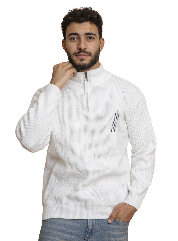 Men Pullovers | White Round Pullover – Khotwh