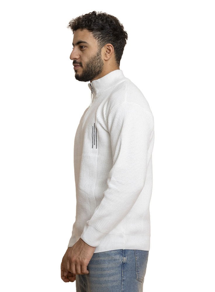 Men Pullovers | White Round Pullover – Khotwh
