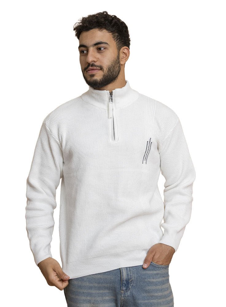 Men Pullovers | White Round Pullover – Khotwh